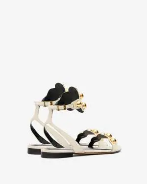 Isabel Marant Aselda Jeweled Suede Sandals - Ecru/gold