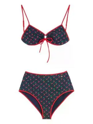 Valentino Garavani Cherryfic-print Bikini - Blue