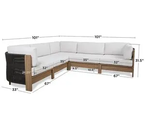 REAL FLAME Stratton Outdoor 5pc Sectional With Ushions