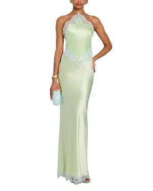 Retrofete Lace Trim Halter Dress - Glace Pist