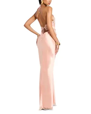 Retrofete Lace Trim Halter Dress