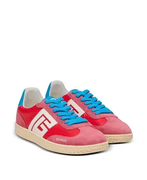 Balmain Swan Suede And Nylon Trainers - Red