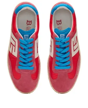 Balmain Swan Suede And Nylon Trainers - Red