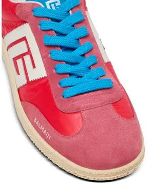 Balmain Swan Suede And Nylon Trainers - Red