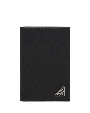 Prada Saffiano Leather Passport Holder - Black