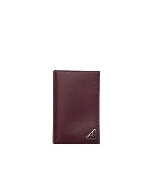 Prada Saffiano Leather Passport Holder - Burgundy