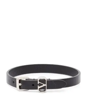 Valentino Garavani Vlogo Leather Bracelet - Black