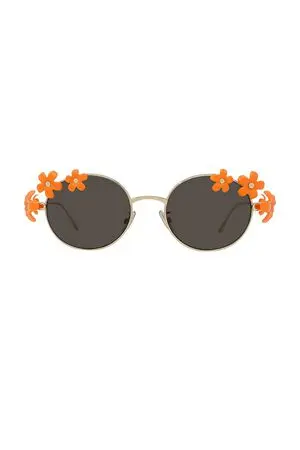 Loewe Flowers Round Sunglasses - Shiny Endura Gold & Gradient Brown