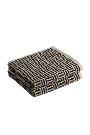 BAINA Torrens Hand Towel Set In Black - Sand & Noir