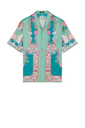 Versace Coral Theatre Print Shirt In Sage - Sea Green