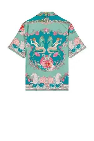 Versace Coral Theatre Print Shirt In Sage - Sea Green