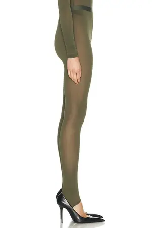 Wardrobe.NYC Sheer Stirrup Legging - Military