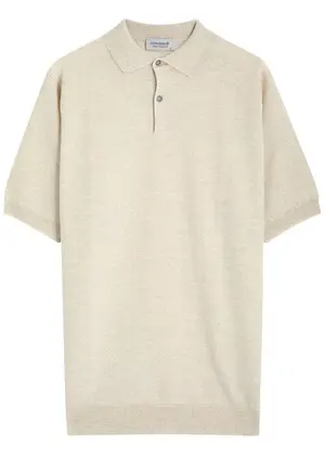 John Smedley Textured Fine-knit Wool Polo Shirt