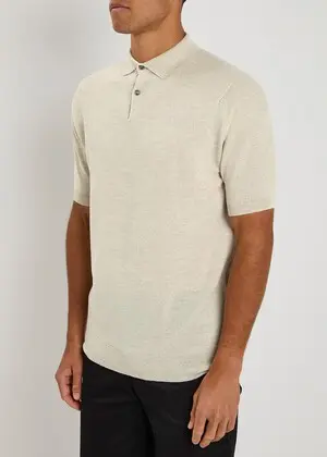 John Smedley Textured Fine-knit Wool Polo Shirt