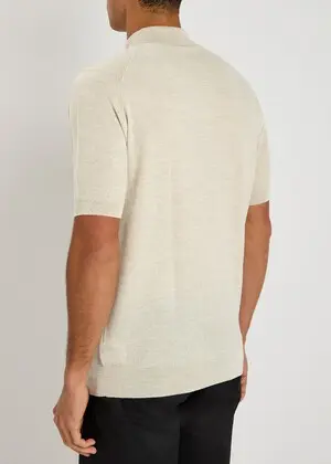 John Smedley Textured Fine-knit Wool Polo Shirt