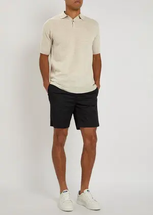 John Smedley Textured Fine-knit Wool Polo Shirt