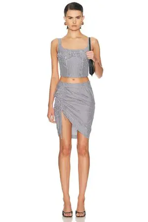 FLEUR DU MAL Poplin Bustier Top - Black Stripe