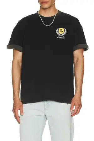 REPRESENT Crest Tee In White - Vintage Black