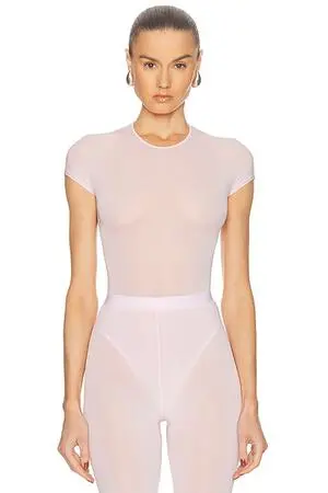 Wardrobe.NYC Sheer Cap Sleeve Bodysuit - Blush