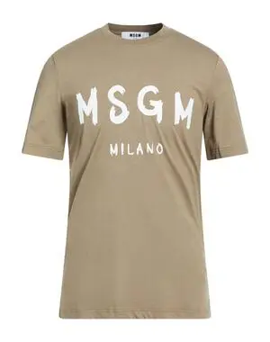 MSGM Man T-shirt White Size Xs Cotton Beige