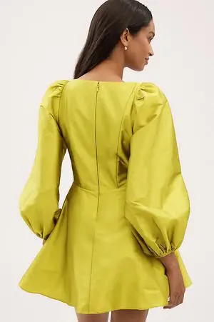Bhldn Balloon Puff-sleeve Fit & Flare Mini Dress