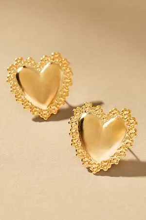 THE PINK REEF Love Heart Stud Earrings - Gold