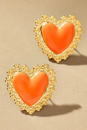 THE PINK REEF Love Heart Stud Earrings - Orange