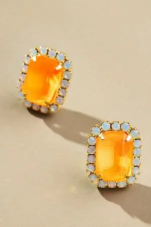 THE PINK REEF Neon Gem Stud Earrings - Bright Orange
