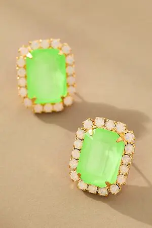 THE PINK REEF Neon Gem Stud Earrings - Lime