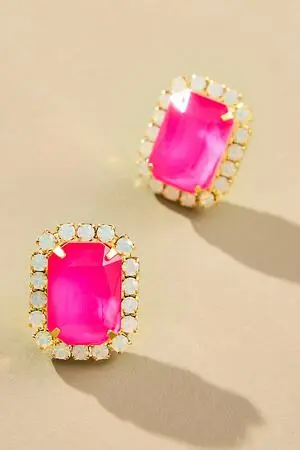 THE PINK REEF Neon Gem Stud Earrings - Neon Pink