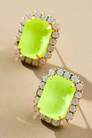 THE PINK REEF Neon Gem Stud Earrings - Neon Yellow