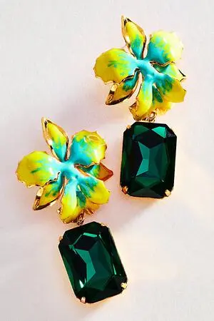 THE PINK REEF Vanilla Jewel Drop Earrings - Yellow Pattern