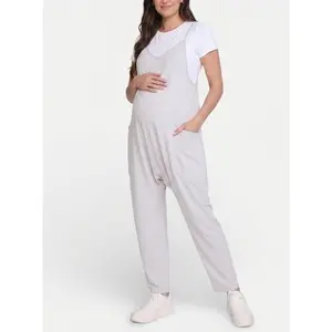 Motherhood Maternity Sleeveless Relaxed Fit Maternity Jumpsuit - Microchip