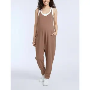 Motherhood Maternity Sleeveless Relaxed Fit Maternity Jumpsuit - Mocha Mousse