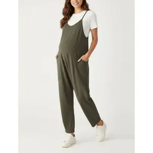 Motherhood Maternity MOTHERHOOD MATERNITY Sleeveless Relaxed Fit Maternity Jumpsuit Olive