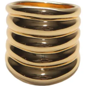 Argento Vivo Linear Rib Ring - Gold