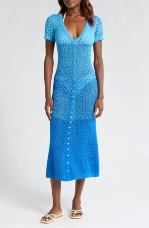 CAPITTANA Alexandra Short Sleeve Maxi Dress - Blue