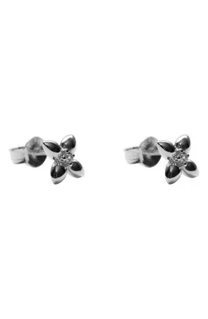 Argento Vivo Cubic Zirconia Floret Stud Earrings Silver