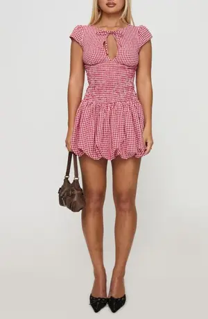 Princess Polly Gingham Smocked Mini Dress