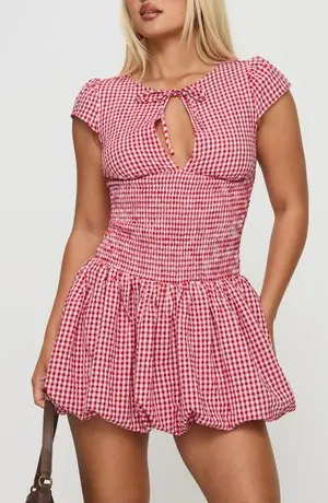 Princess Polly Gingham Smocked Mini Dress