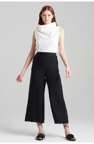 Natori Linen Cropped Wide Leg Pants