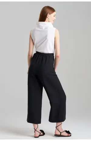 Natori Linen Cropped Wide Leg Pants