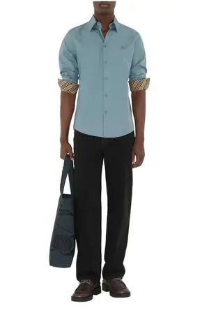 Burberry Slim Fit Cotton Poplin Shirt - Index Blue