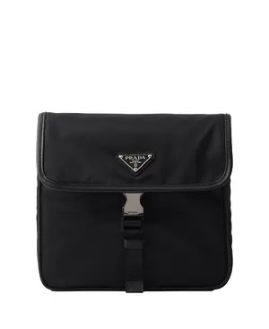 Prada Re-nylon And Saffiano Leather Shoulder Bag - Black