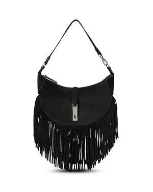 Polo Ralph Lauren Polo Id Fringe Suede Mini Shoulder Bag - Black