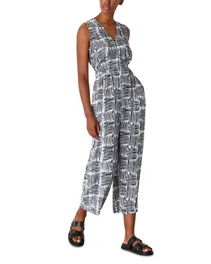 Whistles Hatched Squares Jumpsuit - Navy/multi