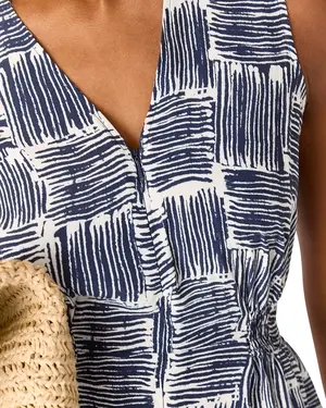 Whistles Hatched Squares Jumpsuit - Navy/multi