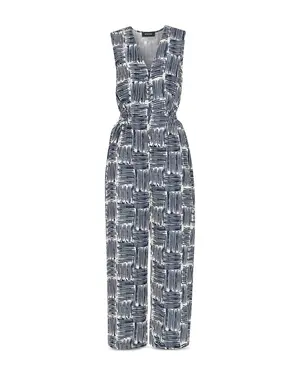 Whistles Hatched Squares Jumpsuit - Navy/multi