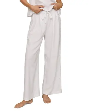 Eberjey Linen Blend Relaxed Pajama Pants - White
