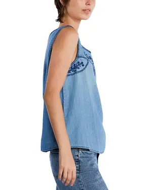 BILLY T Floral Embroidery Tank Top